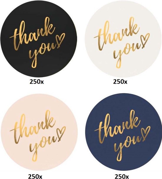 1000x Thank you Stickers - Bedankt Stickers - 38 mm - Sluitstickers | bol.com