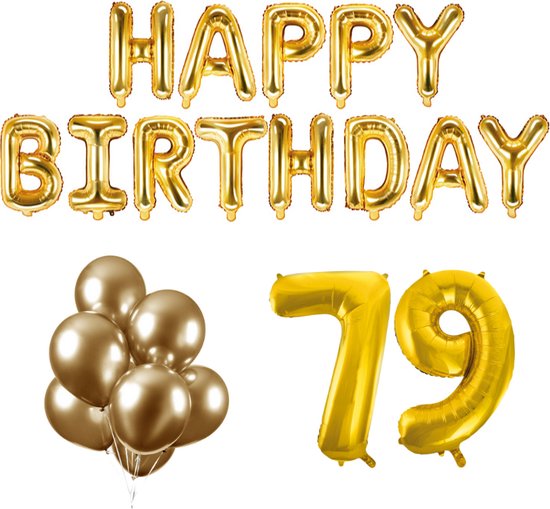 79 jaar Verjaardag Versiering Ballon Pakket Goud | bol