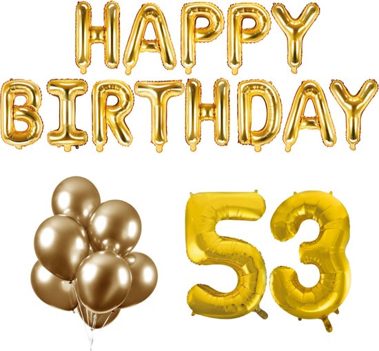 53 jaar Verjaardag Versiering Ballon Pakket Goud | bol.com