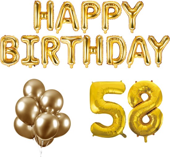 58 jaar Verjaardag Versiering Ballon Pakket Goud | bol