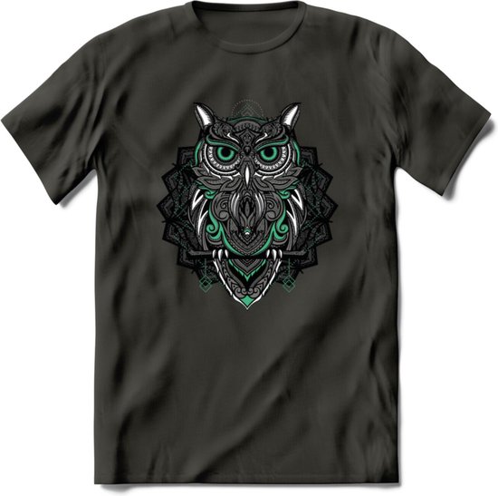 Uil - Dieren Mandala T-Shirt | Aqua | Grappig Verjaardag Zentangle ...