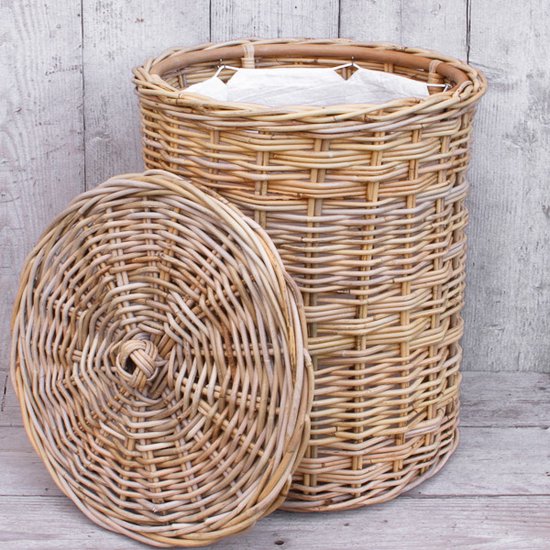 Migo Styling-Wasmand rond-Met binnenzak-Met Deksel-Riet-Rotan-Naturel ...