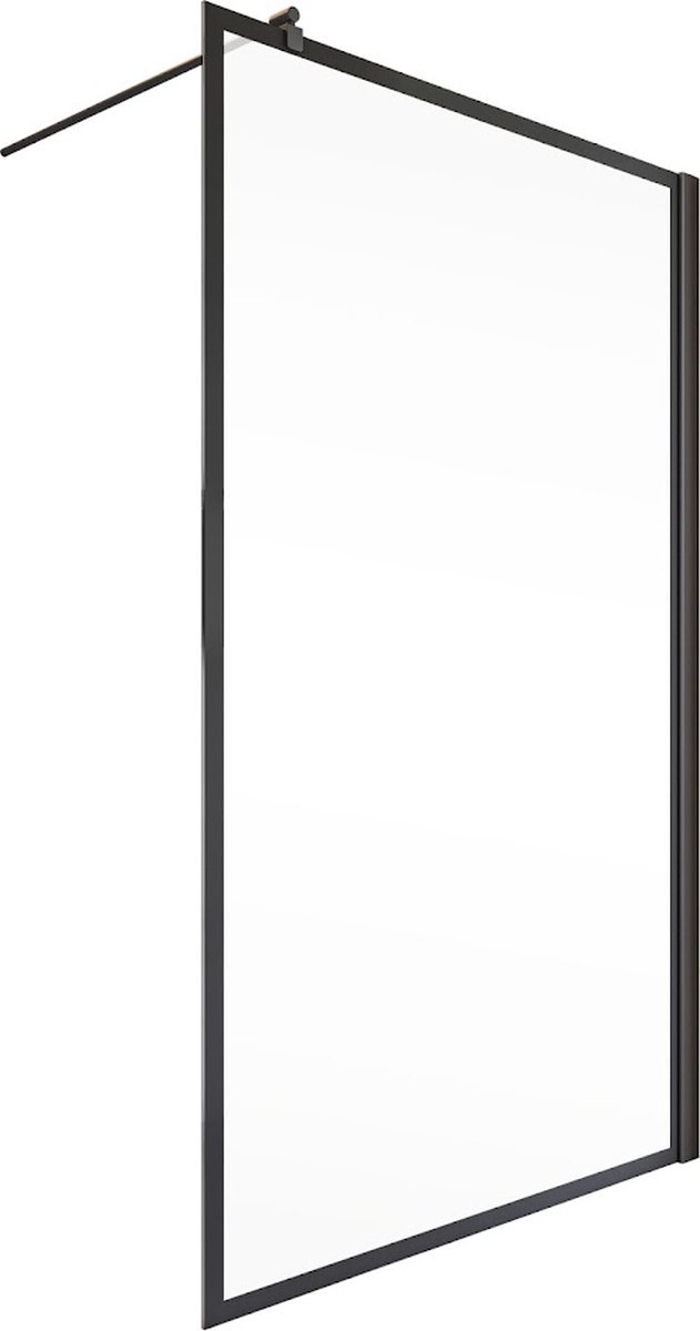 Schulte douchewand inloopdouche 100x200 - mat zwart - helder - Frame ...