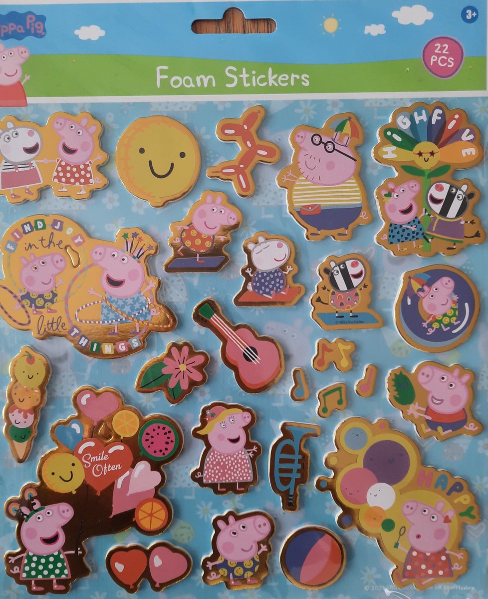 22 Stickers Peppa Pig - foamstickers - 3+ | bol.com
