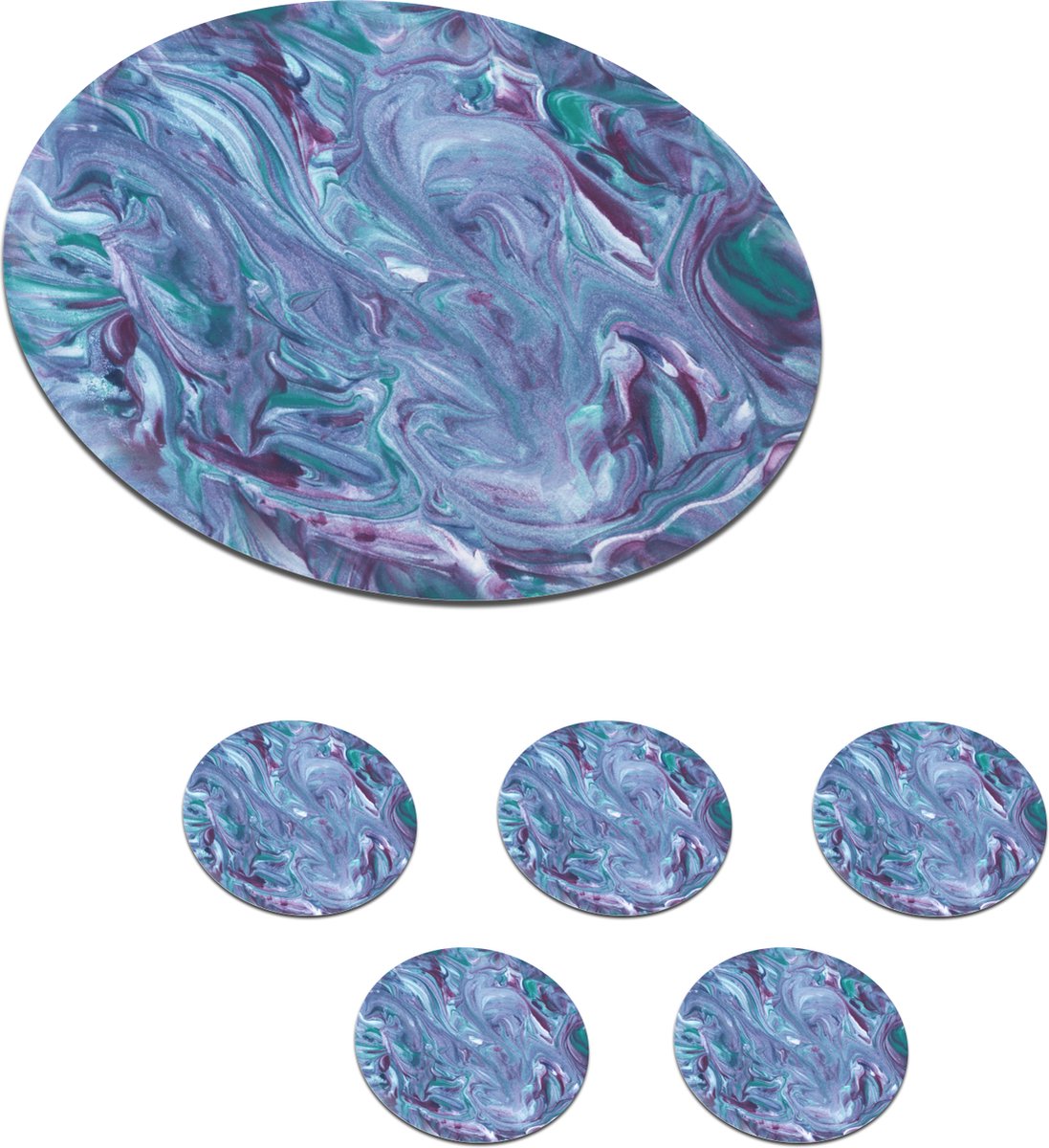 Onderzetters voor glazen - Rond - Marmer print - Verf - Abstract ...