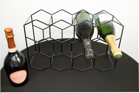 Wijnrek Zwart 11 flessen - Wijnrek metaal - wijnrek - wijnrek zwart ...