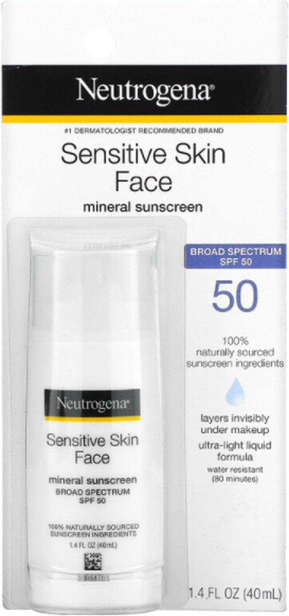 Neutrogena - Sensitive Skin Face Mineral Sunscreen - SPF 50 - 40 ml ...