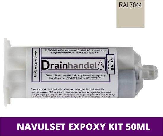 Epoxy kit tube - 50 ml - 2-componenten - Zijdegrijs - RAL7044/5 - 2 ...