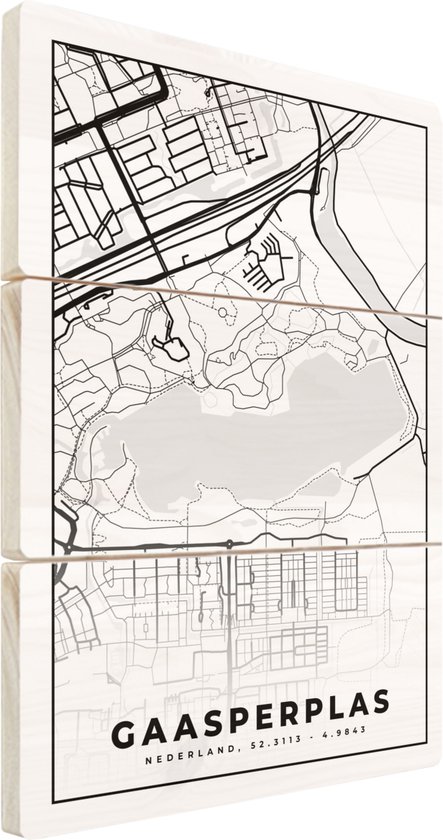 Wanddecoratie hout - Kaart - Plattegrond - Stadskaart - Gaasperplas ...
