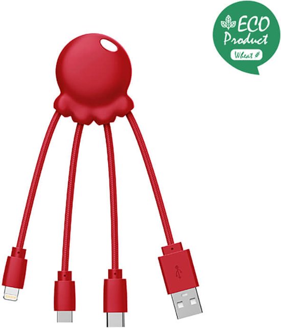 Xoopar Eco Octopus Multi cable Red | bol.com