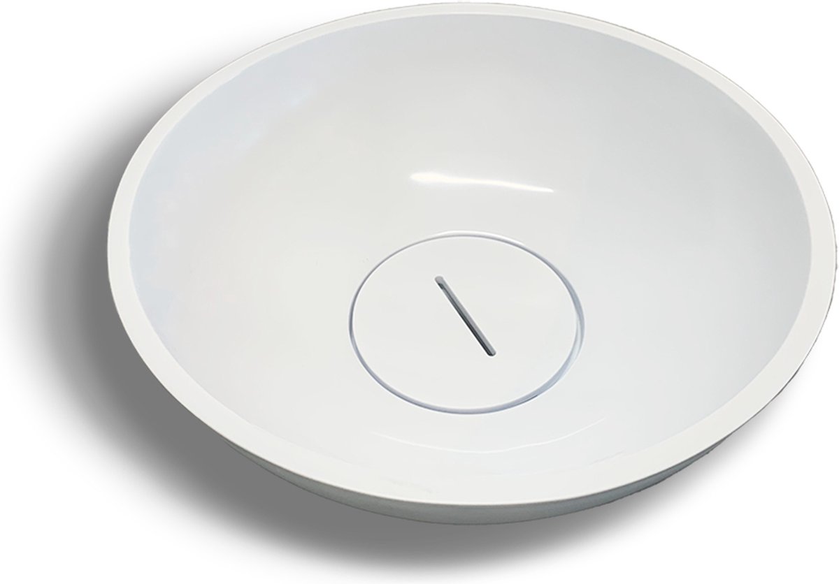 Waskom Solid Surface Glans wit 41x41x15 cm met solid surface losse plug | bol.com