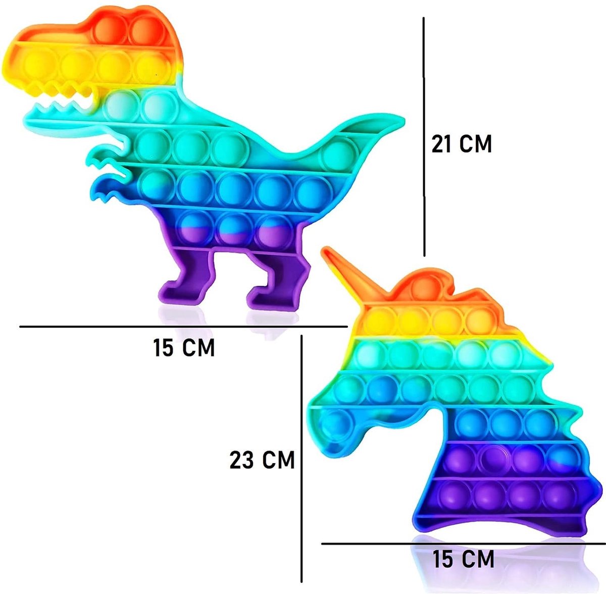 2 Stuks - Eenhoorn & Dino - Pop it Fidget Toys - Dino Pop It Speelgoed ...