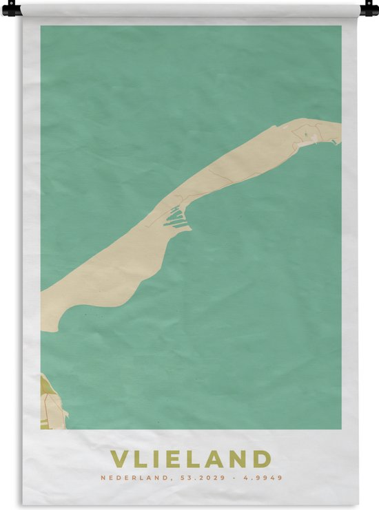 Wandkleed - Wanddoek - Eiland - Vlieland - Kaart - Plattegrond ...