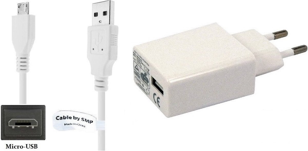 2A lader + 1,8m Micro USB kabel. TUV geteste oplader adapter met ...