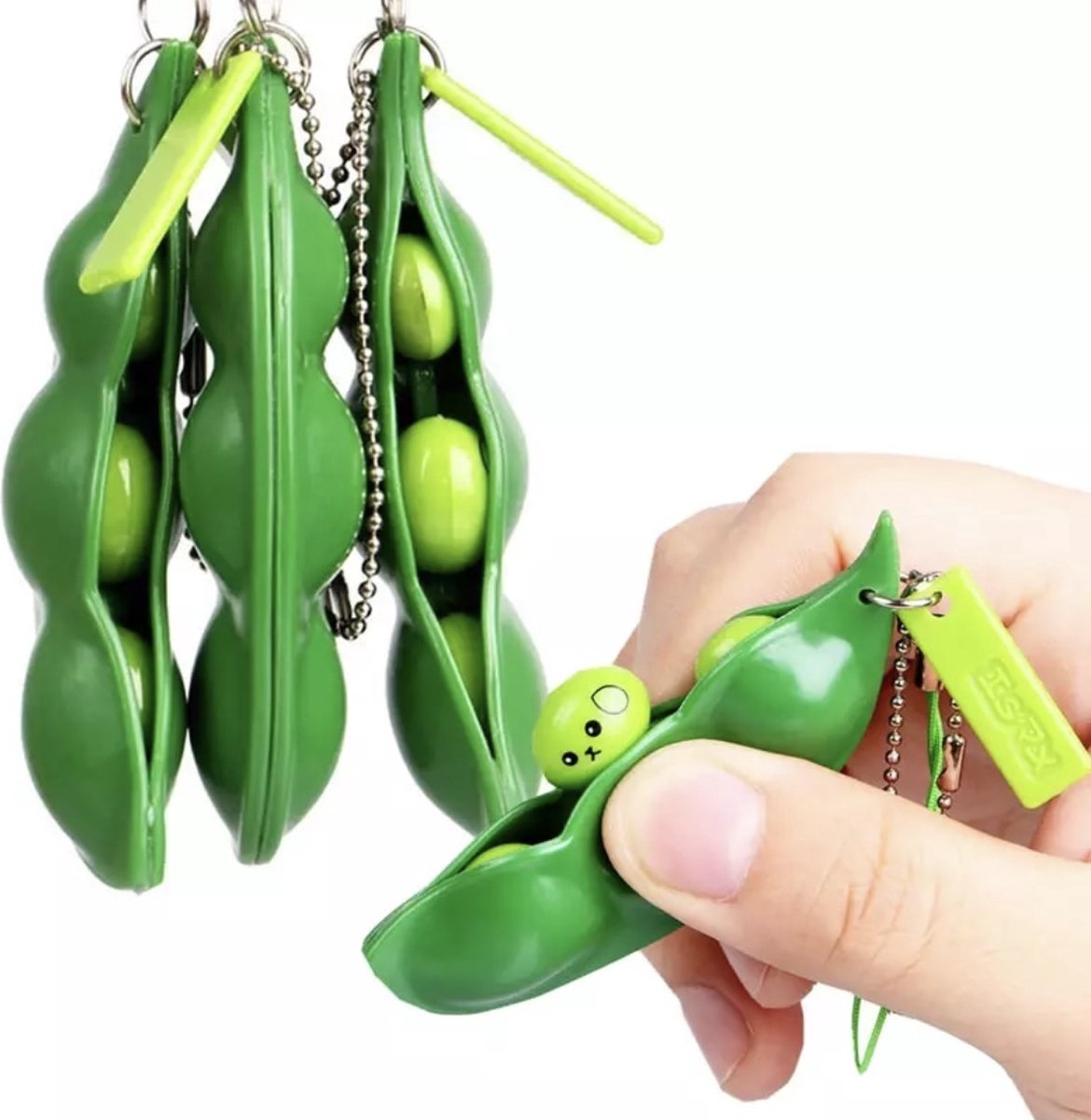Fidget Bean - Pea popper - set van 4 stuks - Fidget keychain - Pop it ...