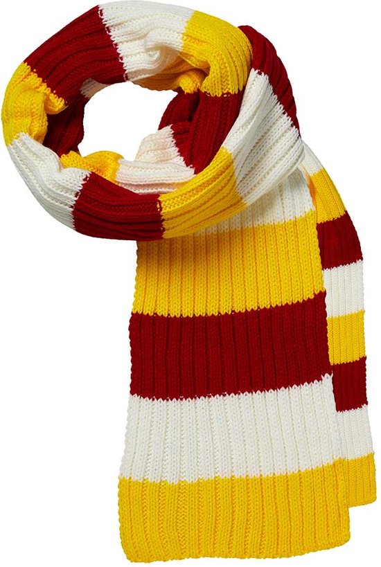 Apollo - Feest kindersjaal 2 x 2 rib - rood/wit/geel - Junior - 150 CM ...