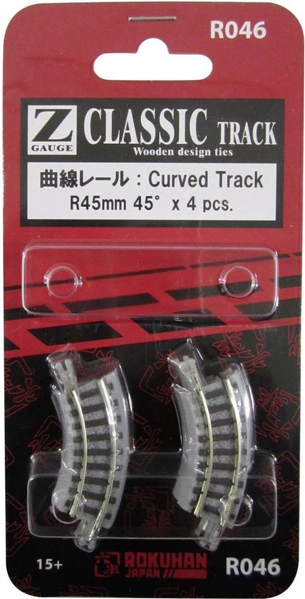 7297046 Z Rokuhan rails (met ballastbed) Gebogen rails 45 ° 45 mm 4 stuk(s) | bol.com