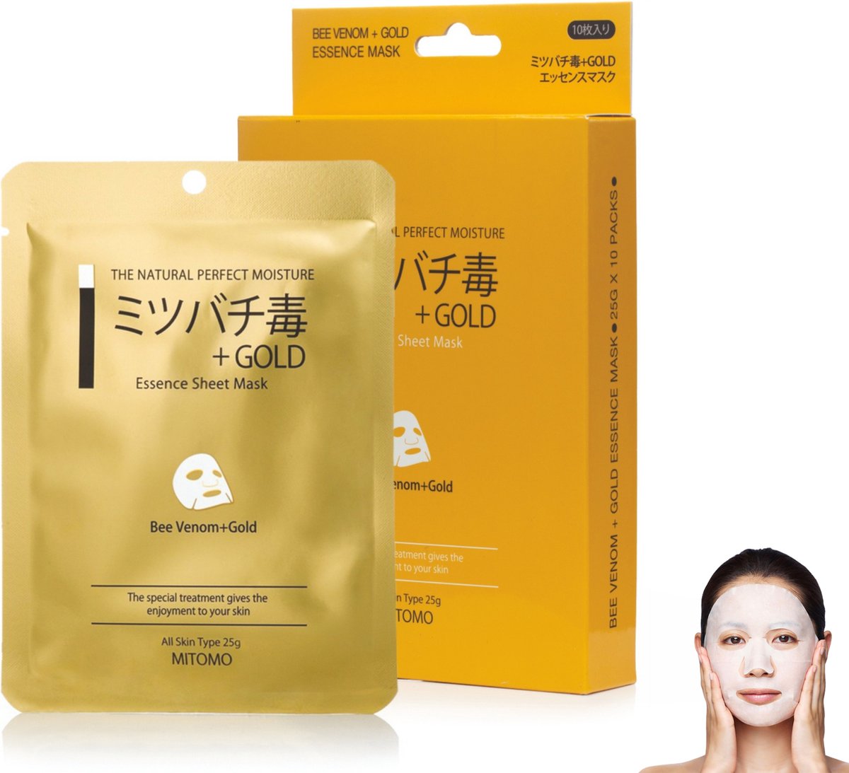 Mitomo Gold & Bee Venom Tissue Masker - Gezichtsmasker - Sheet Masker ...