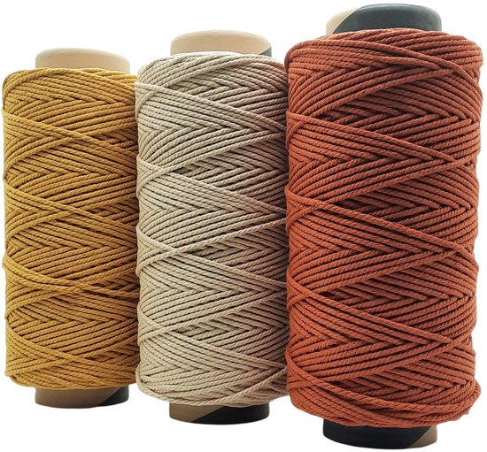 Macrame touw - Lux -3600 gr-4 mm-Oker/Beige/Terracotta-220+240+205... | bol