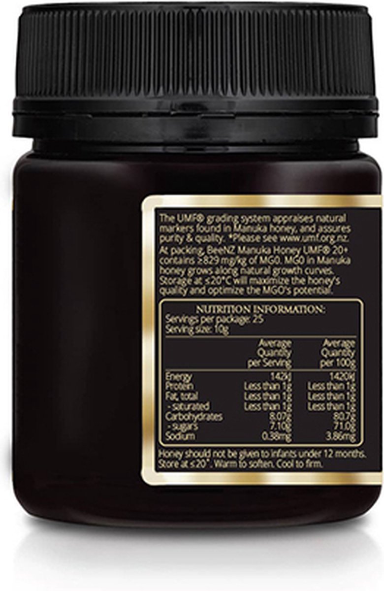 Manuka Honey UMF20+ 829 mg/kg Methylglyoxal (MGO) 250g BeeNZ | bol.com