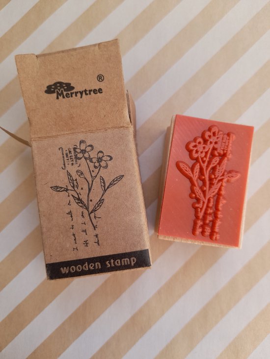 Stempeltje met Bloemen - R04 - Houten Stempel Blad Met Bloem - Stempel ...