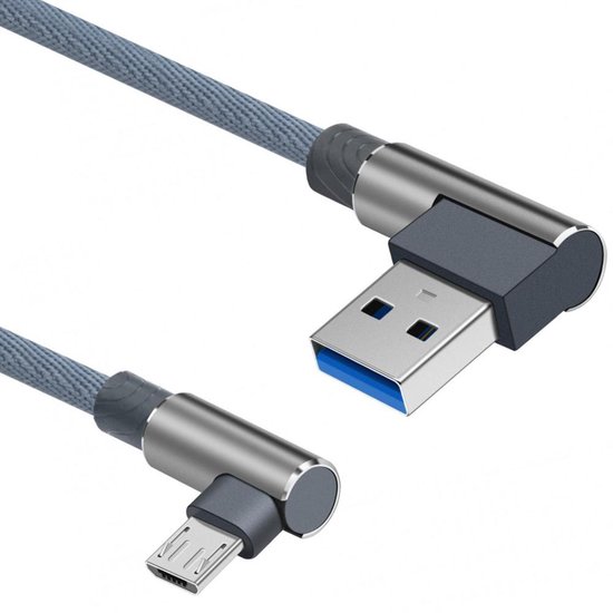USB laadkabel - Micro USB naar USB A - Nylon mantel - 5 GB/s - Grijs - 0.5 meter - Allteq | bol