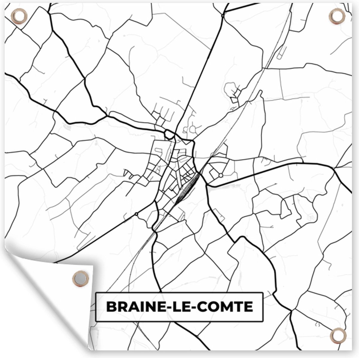 Toile de jardin Plan de ville - Zwart et Wit - Carte - Braine le Comte ...