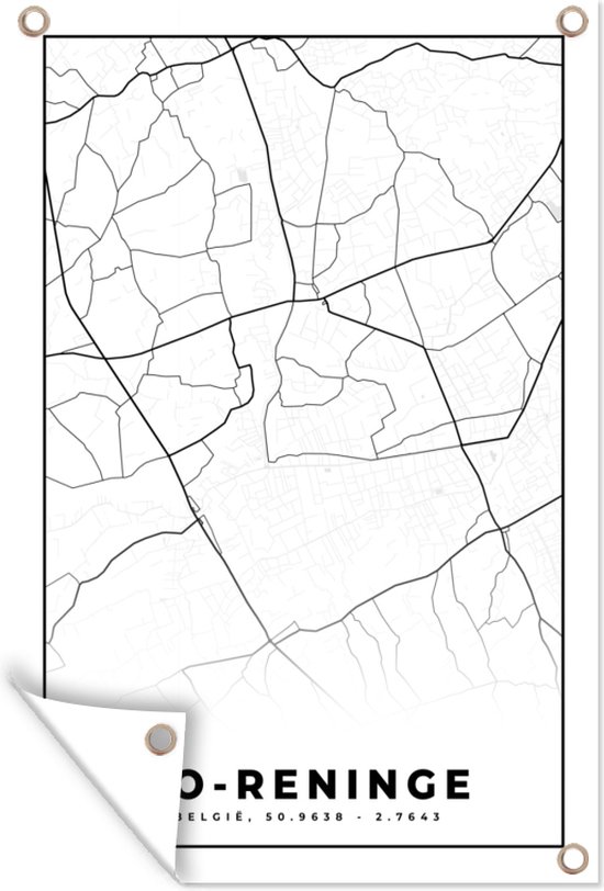 Tuinposters buiten Stadskaart – Plattegrond – België – Zwart Wit – Lo ...