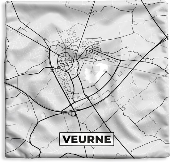 Kussenhoes 60x60 cm - Zwart Wit – België – Plattegrond – Stadskaart ...