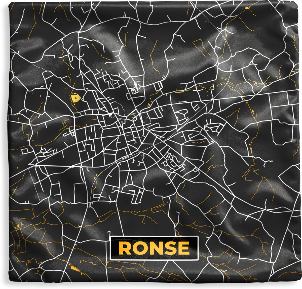 Kussenhoes 60x60 cm - Goud - Ronse - Plattegrond - Stadskaart - Kaart ...