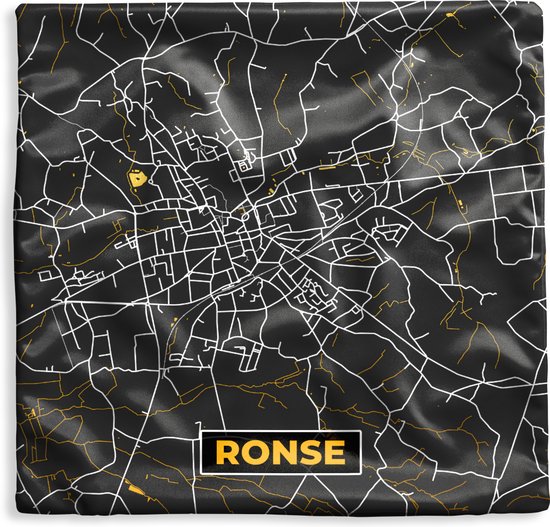 Kussenhoes 60x60 cm - Goud - Ronse - Plattegrond - Stadskaart - Kaart ...