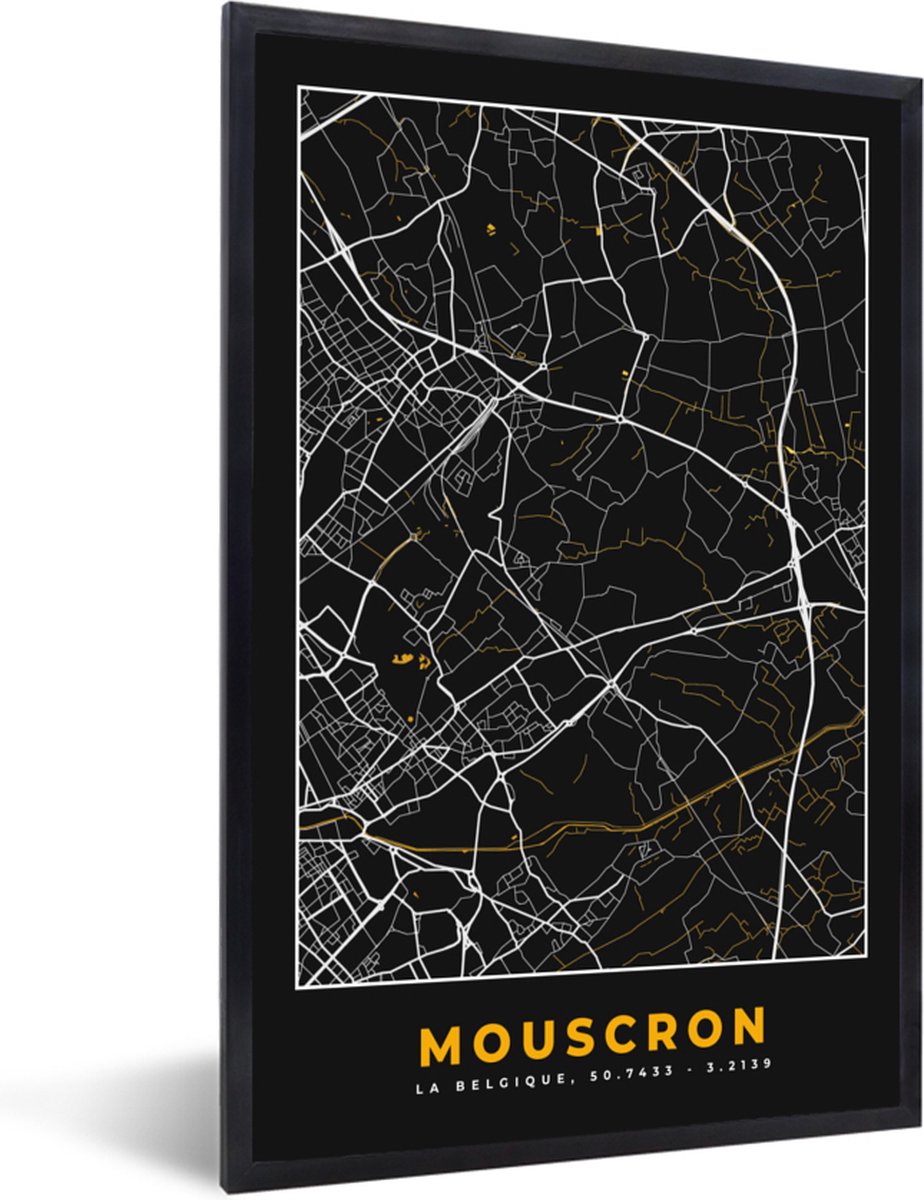 Fotolijst incl. Poster - Kaart - Mouscron - Stadskaart - Plattegrond ...