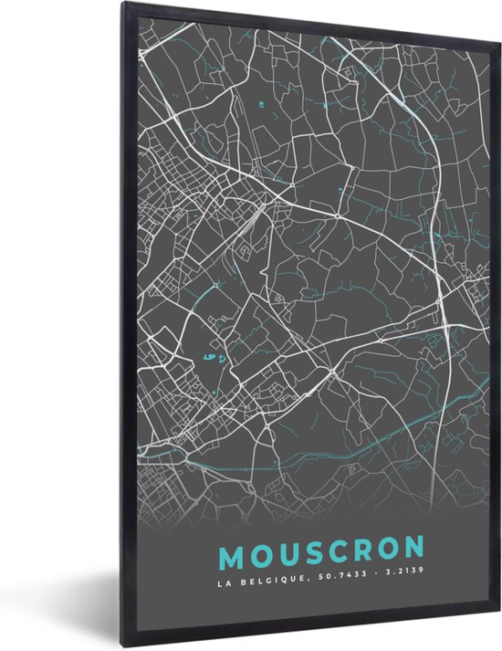 Fotolijst incl. Poster - Kaart – Plattegrond – Stadskaart – Mouscron ...