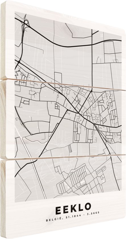 Wanddecoratie hout - Kaart – Plattegrond – Stadskaart – Eeklo – België ...