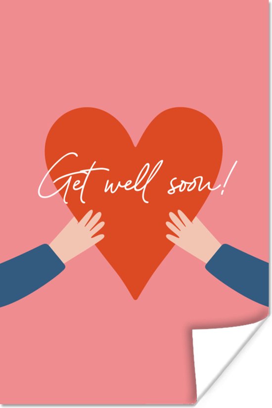 Poster Get well soon - Quote - Hartje - Arm - 80x120 cm | bol