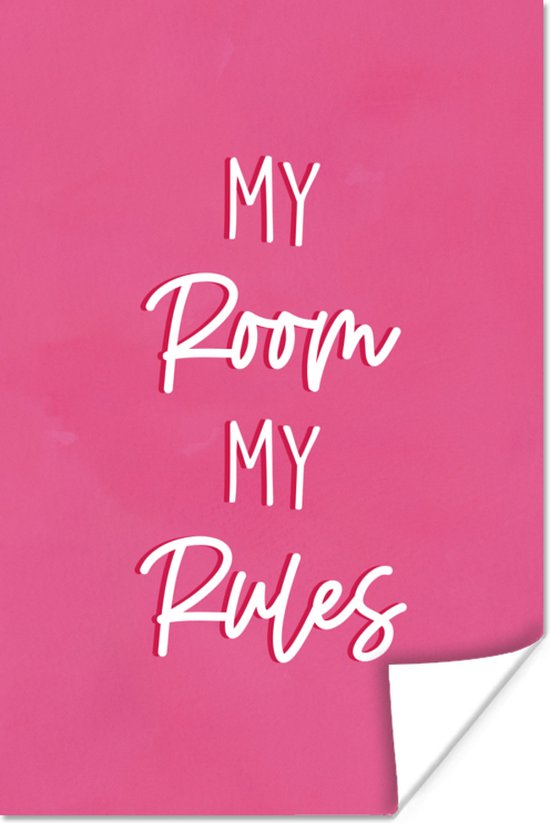 Poster Puber - Spreuken - Roze - Quotes - My room my rules - 40x60 cm ...