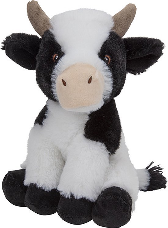 Nature Planet pluche knuffel Koe - 23 cm - zwart/wit - boerderij dieren ...
