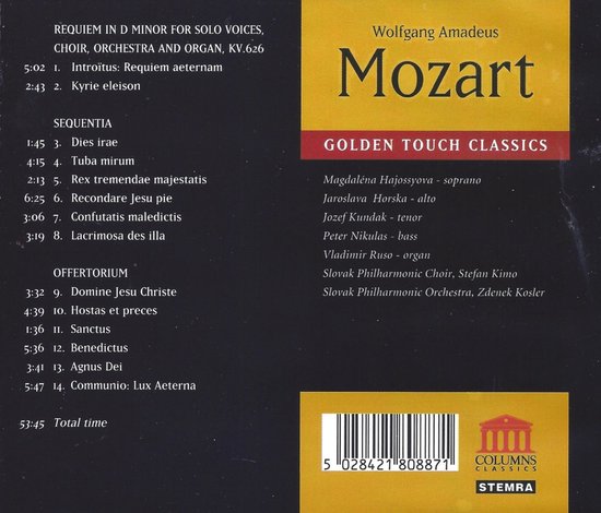 Mozart - Golden Touch Classics, Slovak Philharmanic Orchestra | CD ...