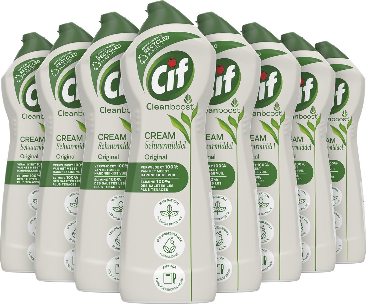 Cif CleanBoost Cream Original Schuurmiddel - 8 x 750 ml ...