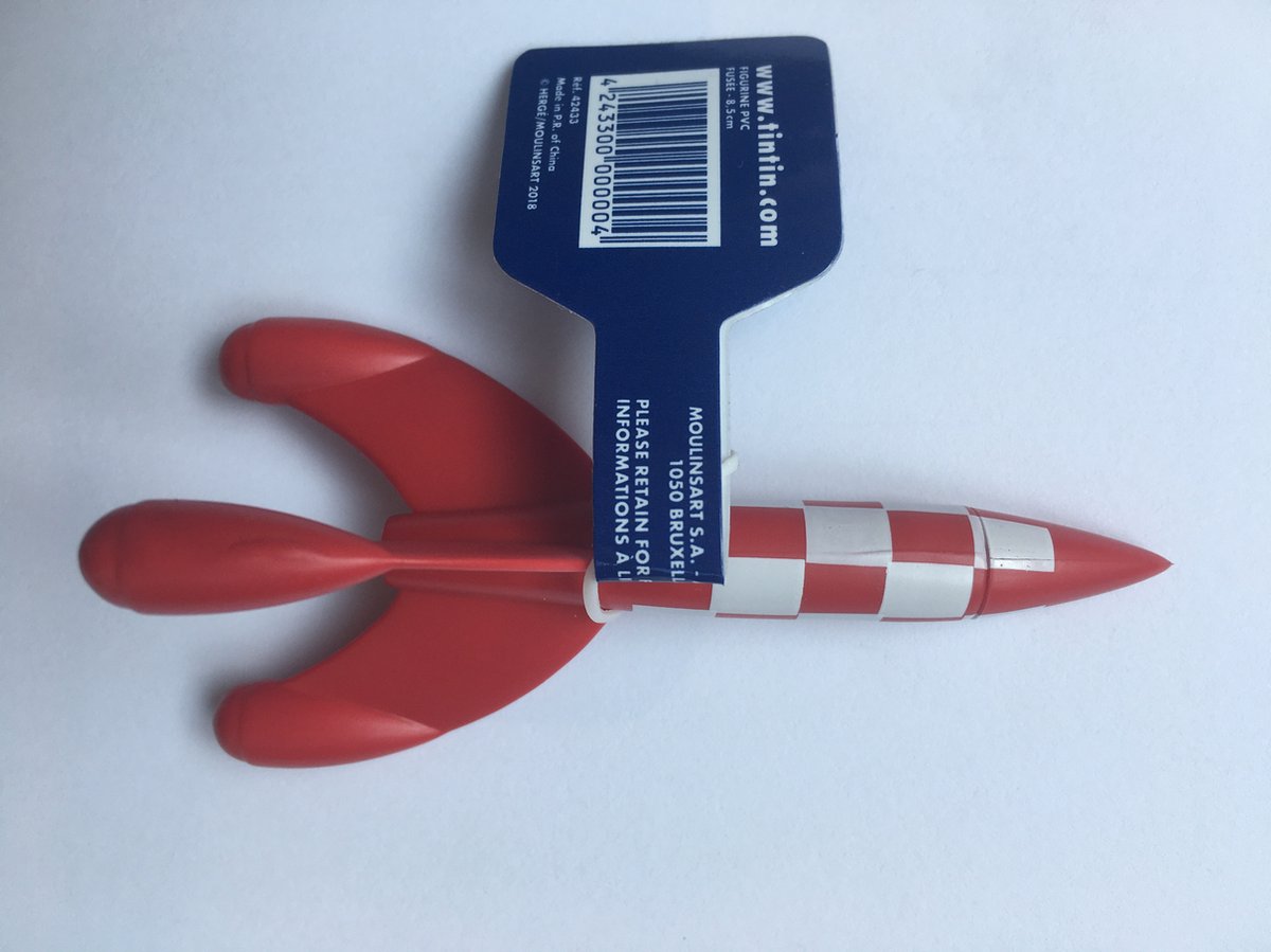 Kuifje raket - klein: 8 cm hoog - rood wit geblokt - Moulinsart | bol.com