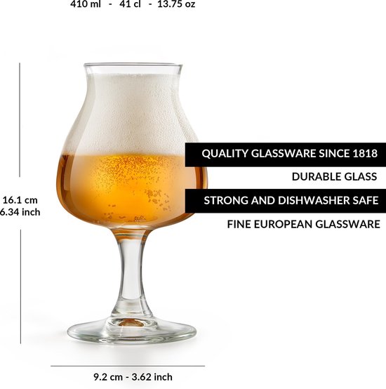 Libbey Iseo bierglas - 41 cl / 410 ml - 6 stuks - op voet - hoge kwaliteit - ideaal... | bol.com