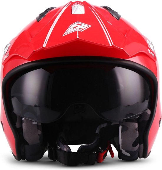SOXON SR-401 Mono Rood - jethelm, scooter helm, motorhelm dames, heren ...