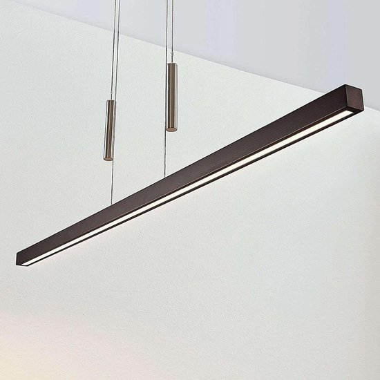 LED houten balk hanglamp Tamlin, zwart walnoot | bol