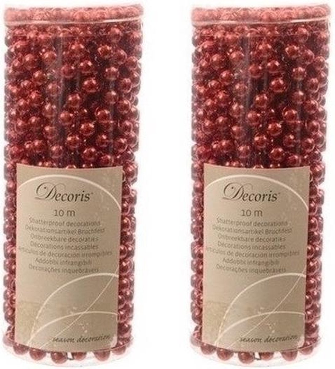 Kerstslingers kralen kerst rood 10 meter 2 stuks - Guirlande ...