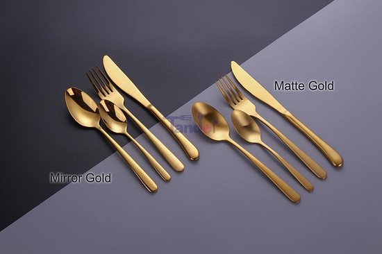 Gouden Bestekset voor 6 personen 24-delig - Mat goud | bol.com