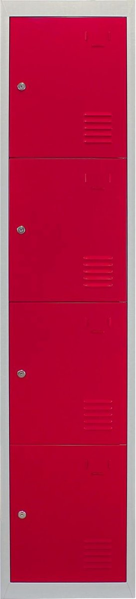 Lockerkast Metaal - Rood - Vierdeurs - 38cm(B)x45cm(D)x180cm(H ...
