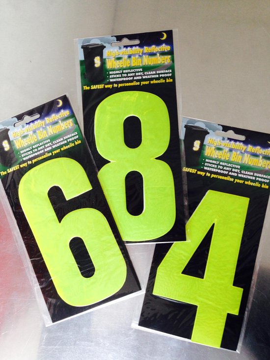 huisnummer sticker - reflecterend- nummer 6 - geel -plak cijfer - kliko ...