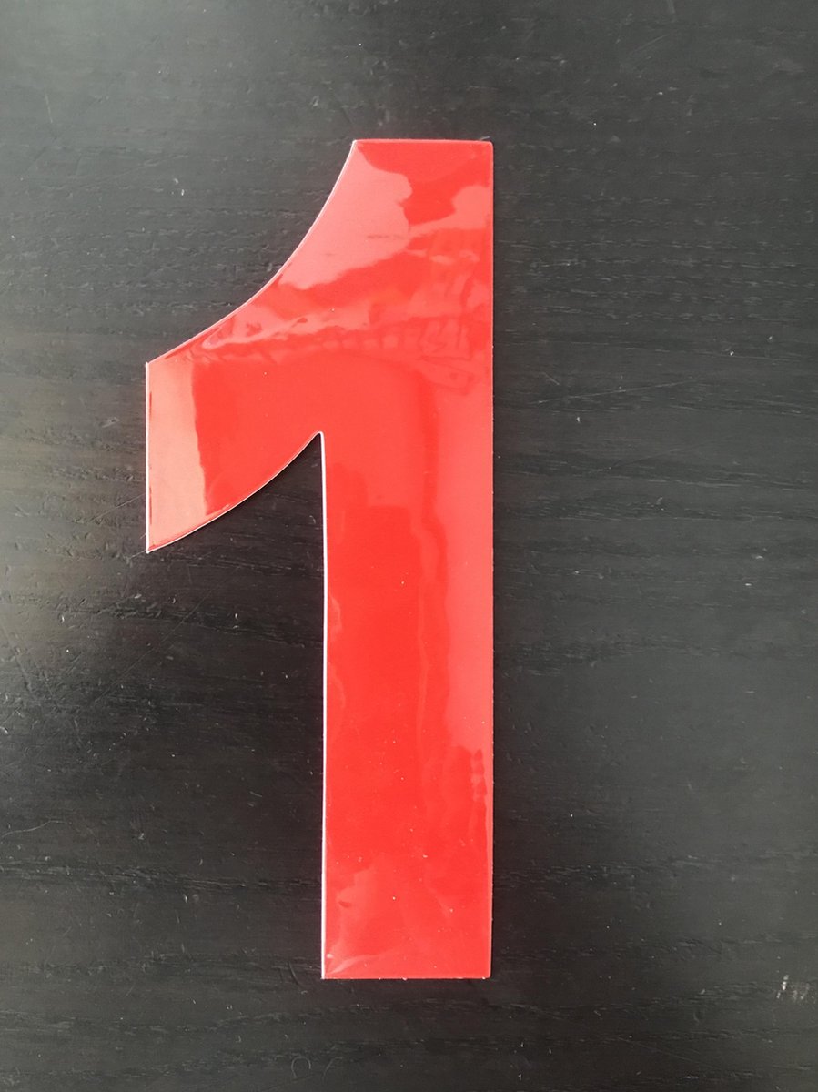 reflecterend huisnummer sticker - nummer 1- rood- plak cijfer - kliko ...