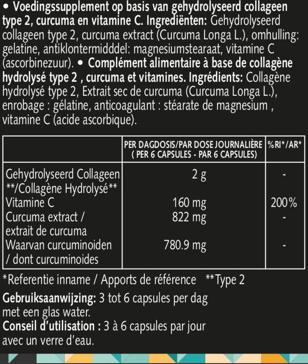 Collagène Type 2 + Curcuma - 60 Capsules | bol.com