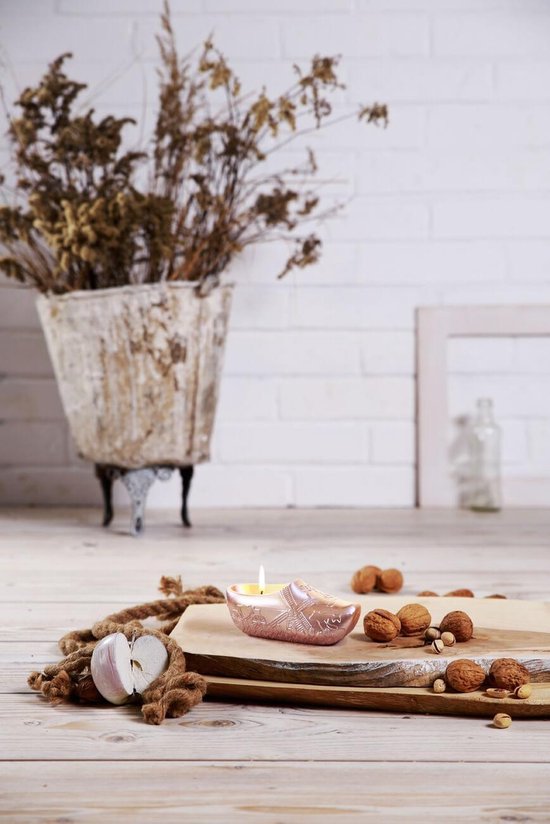 Rosé goud gelakte Candellana betonkaars, Hollandse Klomp Hoogte 6 cm ...